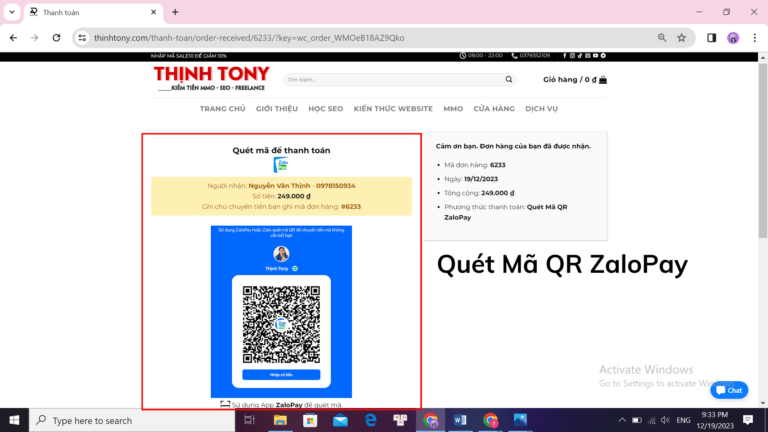 Cách Thịnh tích hợp mã QR Code thanh toán vào Website WordPress?
