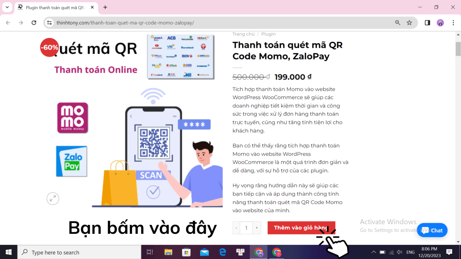 Plugin thanh toán quét mã QR Code Momo, ZaloPay cho Website Bán Hàng