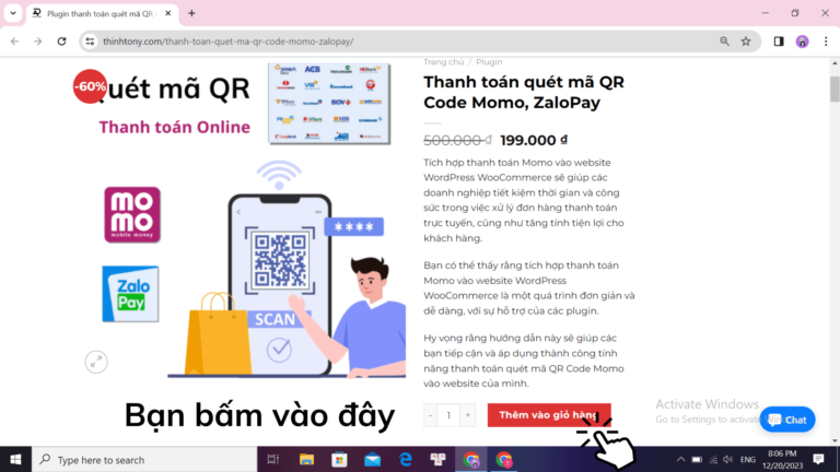 Plugin thanh toán quét mã QR Code Momo, ZaloPay cho Website Bán Hàng