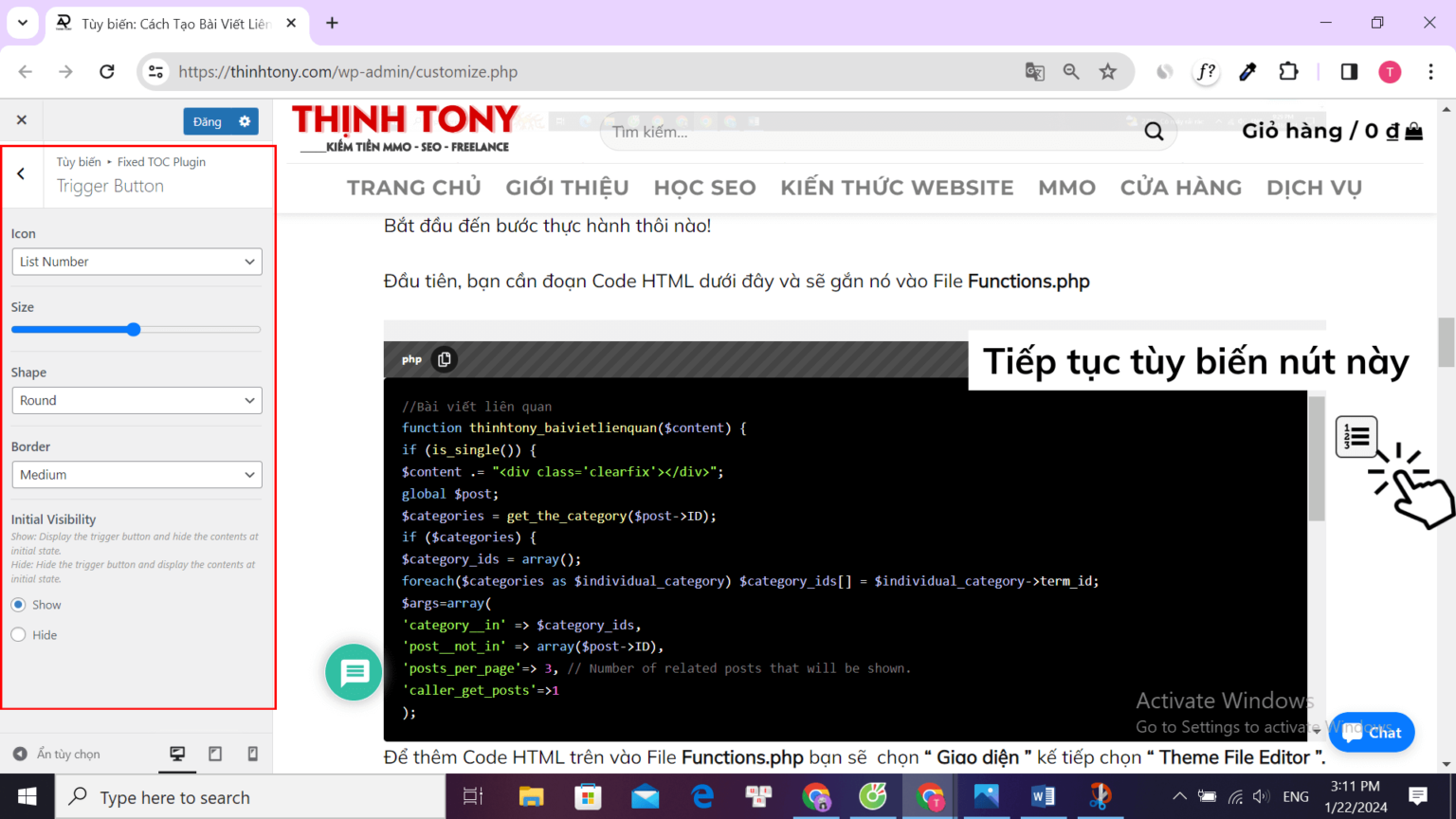 Cách Tạo Mục Lục Bài Viết Tự Động Bằng Plugin Fixed TOC
