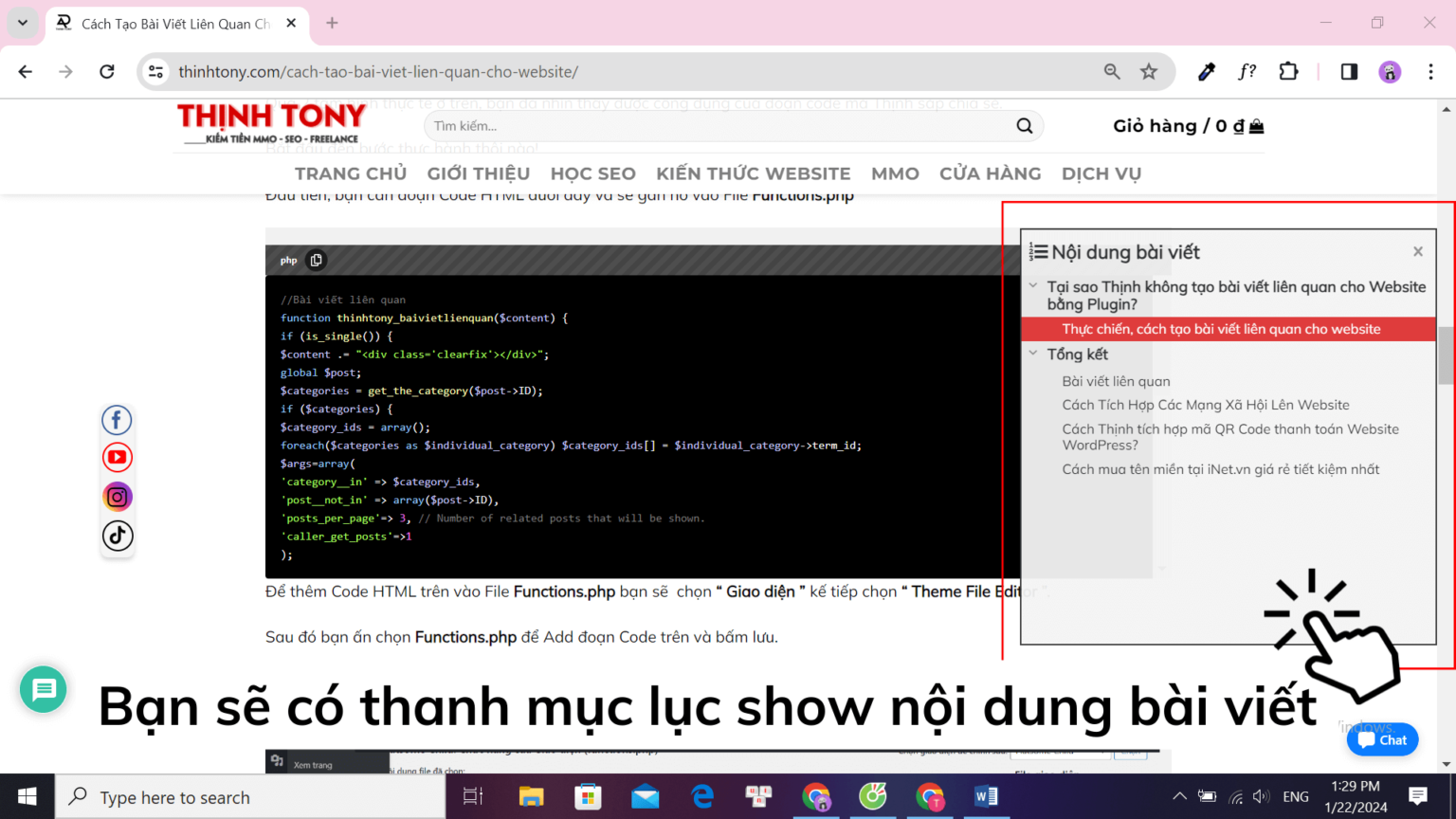 Cách Tạo Mục Lục Bài Viết Tự Động Bằng Plugin Fixed TOC