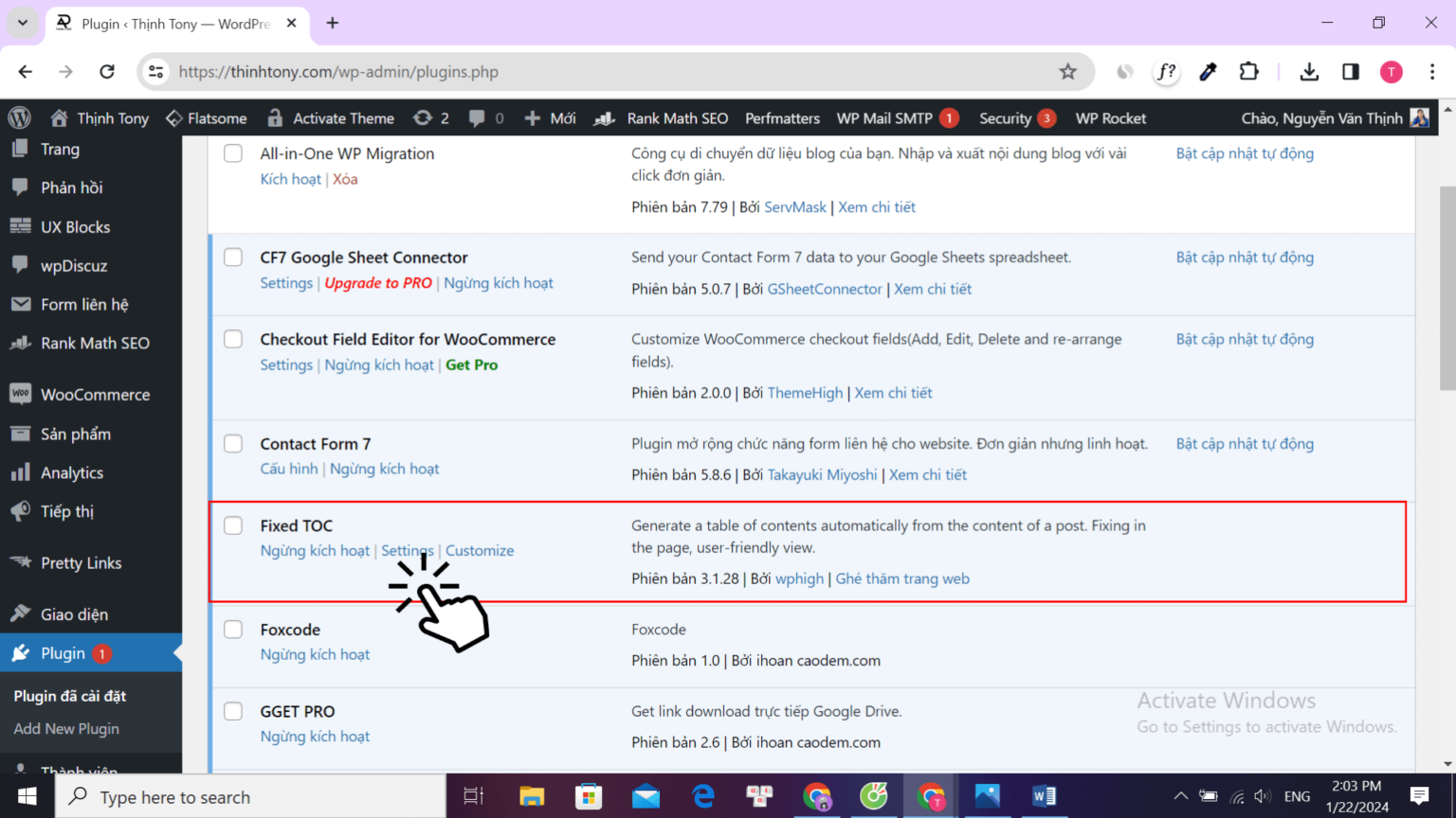 Cách Tạo Mục Lục Bài Viết Tự Động Bằng Plugin Fixed TOC