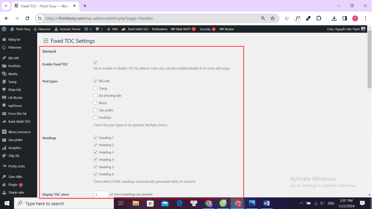 Cách Tạo Mục Lục Bài Viết Tự Động Bằng Plugin Fixed TOC